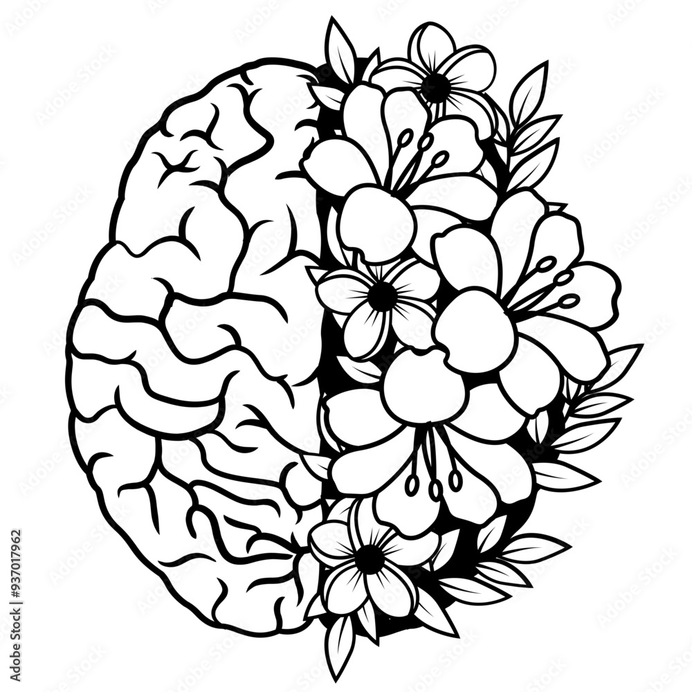 Brain | Floral Brain | Human Brain | Brain with Flowers | Mental Health ...