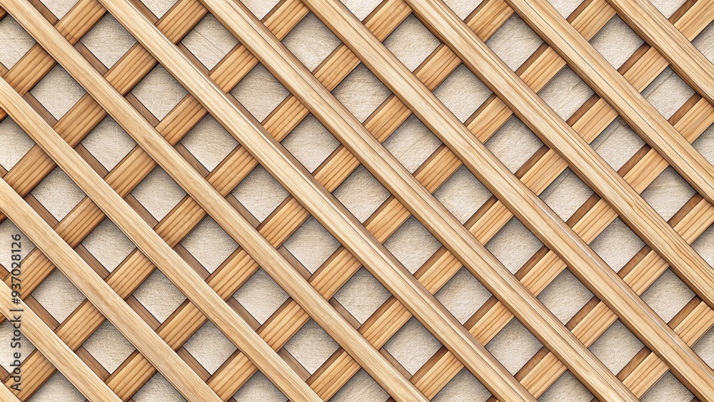 Seamless square grid wood lattice with crosshatch trellis pattern fence ...