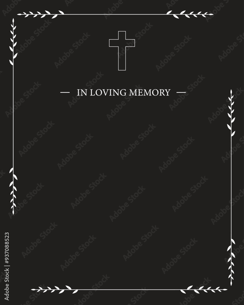 Funeral vector card. Empty card. Digital Funeral Announcement ...