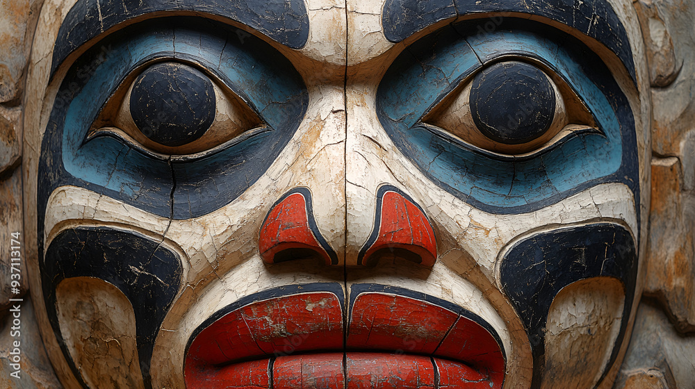 Intricate Totem Pole Face Detail - Native American Art and Culture ...