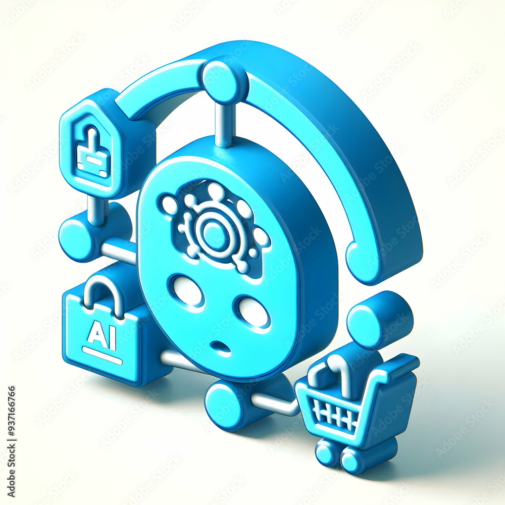 3D Icon as AI recommendation engine and product promotion concept as An ...