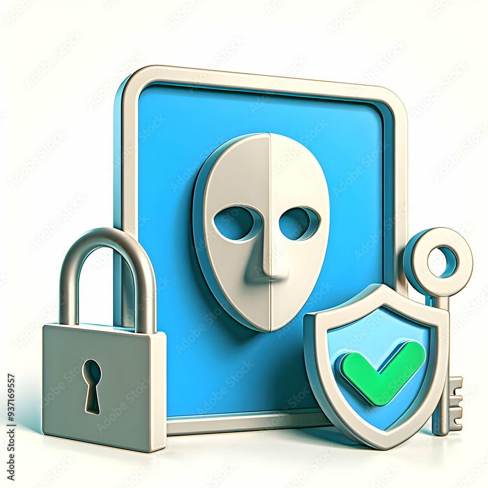 3D Icon as Fake profile and security key concept as A fake profile icon ...