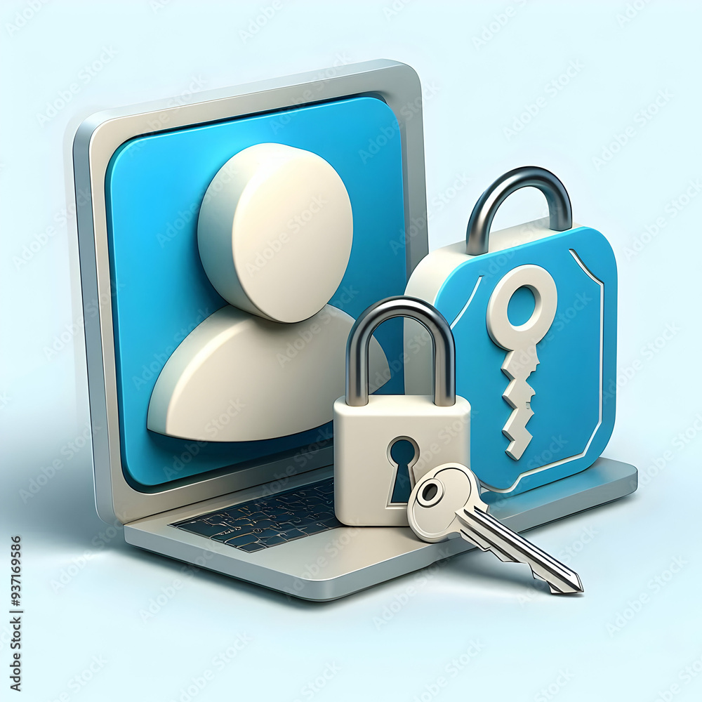 3D Icon as Fake profile and security key concept as A fake profile icon ...