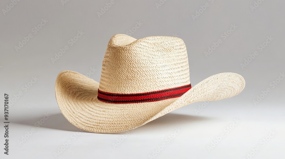 Classic Straw Cowboy Hat with Red Band - Western Style - A classic ...