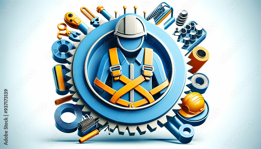 3D Icon as Safety harness and manufacturing equipment concept as A ...