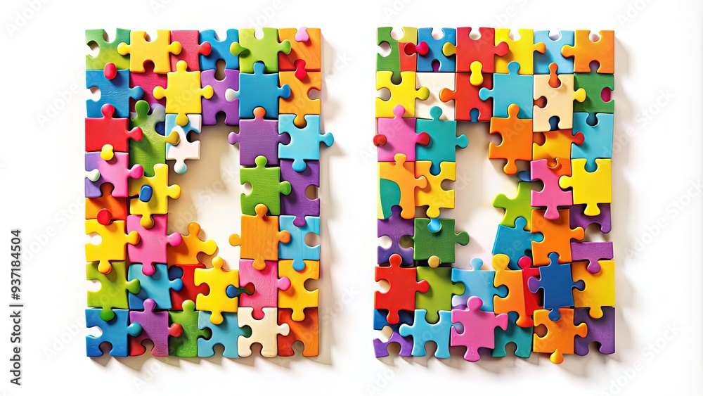 A creative arrangement of colorful alphabet letters split in half ...