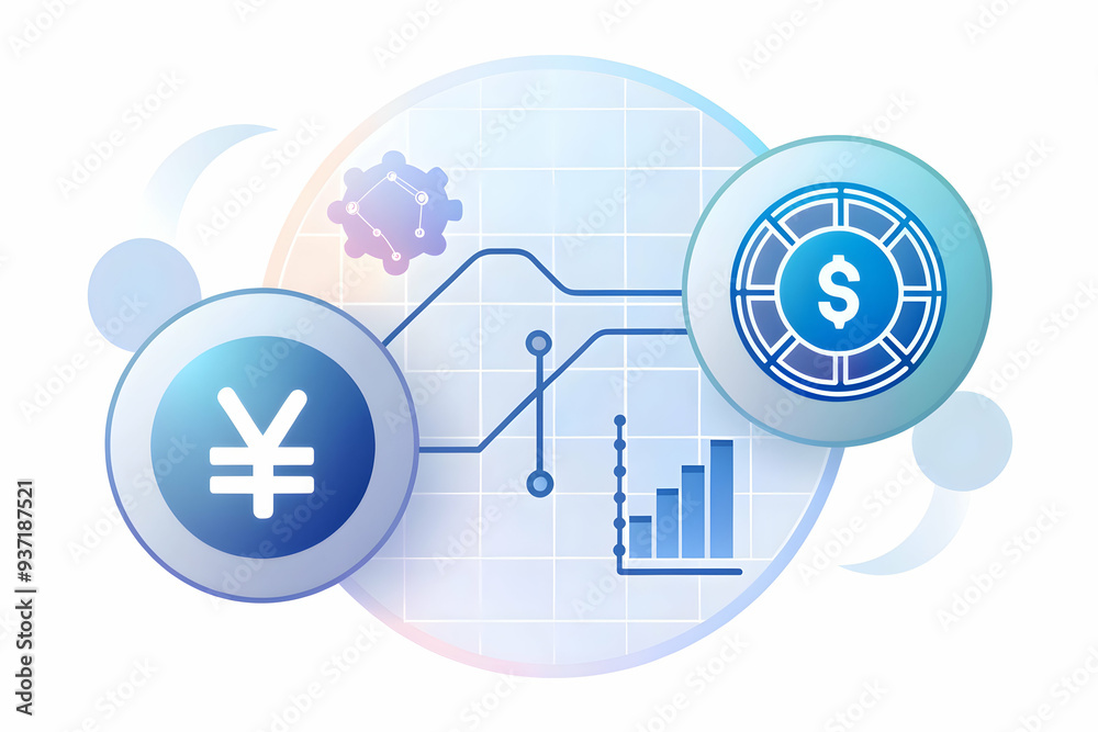 3D Icon as AI predictive analytics and currency exchange concept as An ...