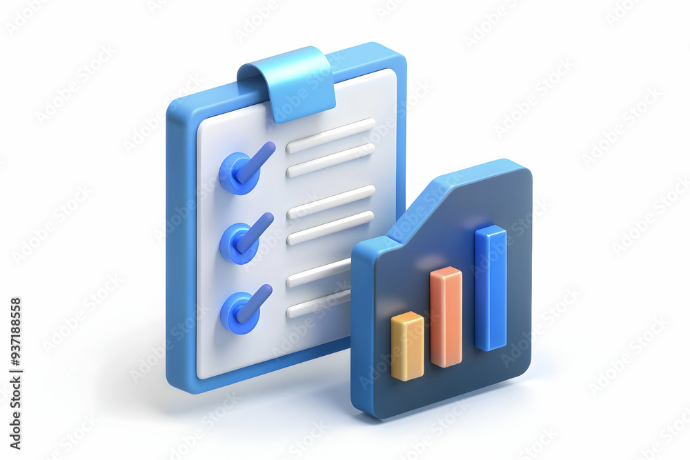 3D Icon as Audit checklist and financial statement concept as An audit ...