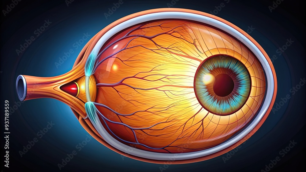A detailed illustration of the human eye's anatomy, highlighting the ...