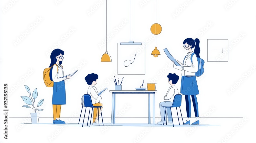 Teacher Leading a Class of Students in an Art Room - A teacher is ...