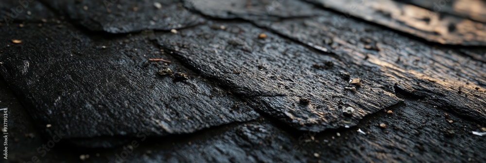 Textured Black Slate Roof Close-Up - A close-up of black slate roof ...