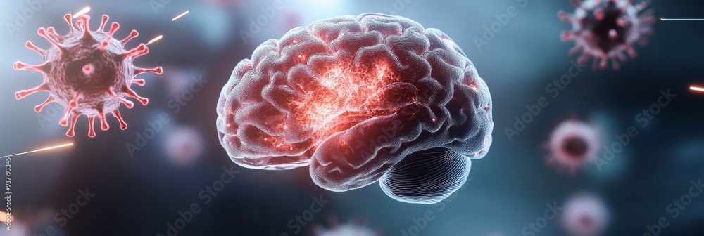 The Impact of Viruses on the Brain: A 3D Illustration - A 3D ...