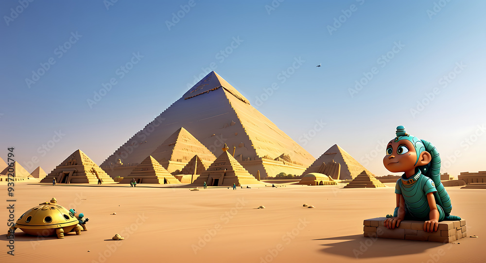 Aliens building the Egypt's pyramid using the futuristic advanced ...