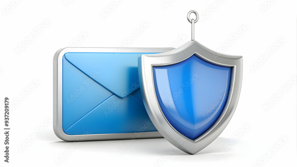 3D Icon as Phishing email and shield icon concept as A phishing email ...