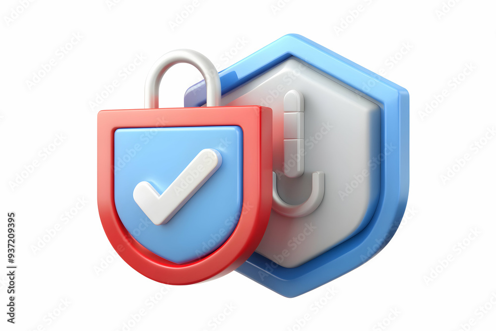 3D Icon as Phishing hook and security badge concept as A phishing hook ...