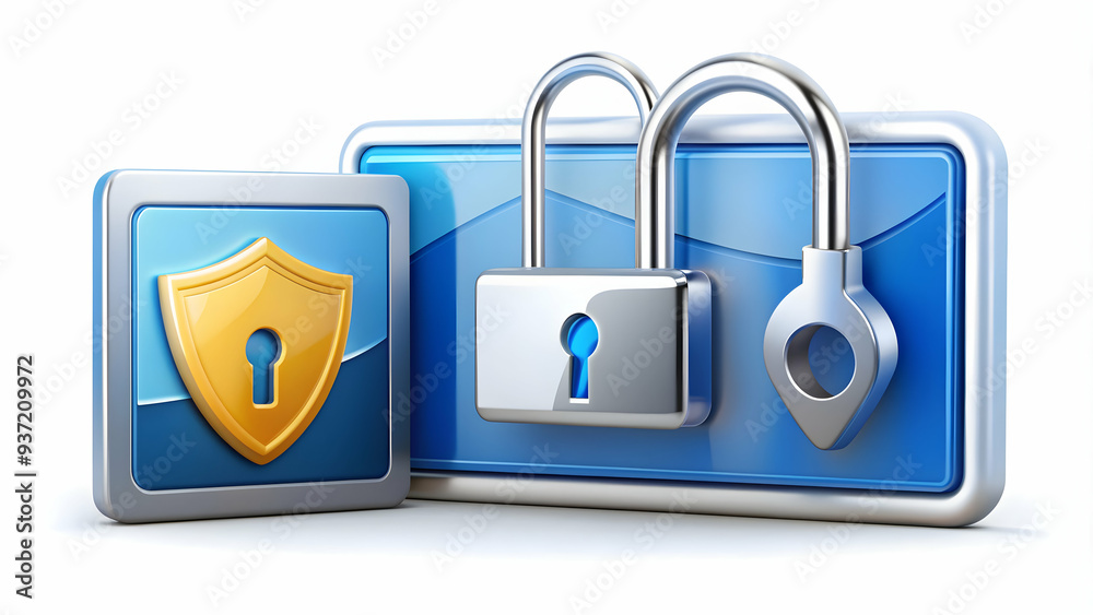 3D Icon as Phishing scam and two factor authentication concept as A ...