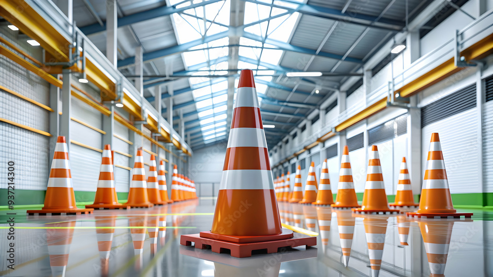 3D Icon as Safety cones and factory floor concept as Safety cones ...