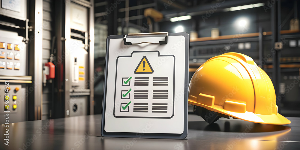 3D Icon as Safety data sheet and manufacturing equipment concept as A ...
