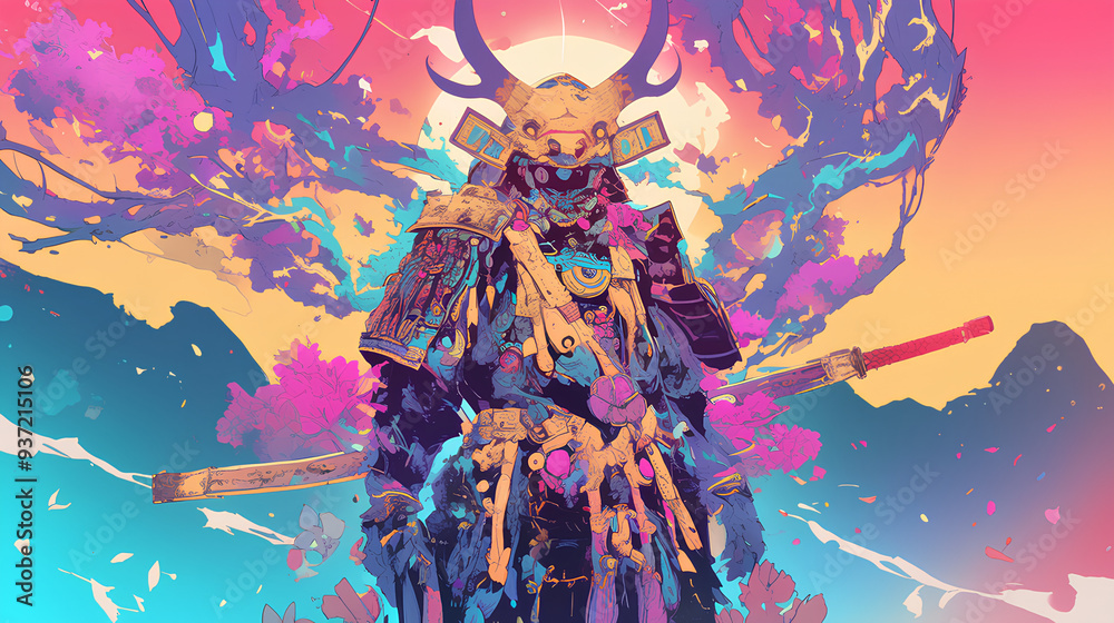 Cute cow wearing Japanese samurai armor, cool poses, cute kawaii ...