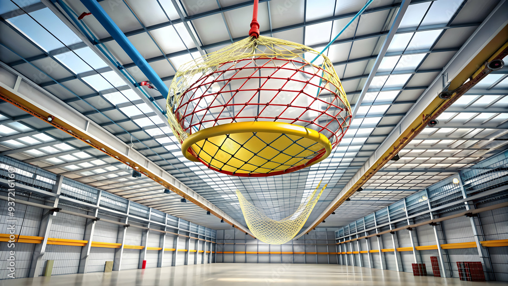 3D Icon as Safety net and factory ceiling concept as A safety net ...