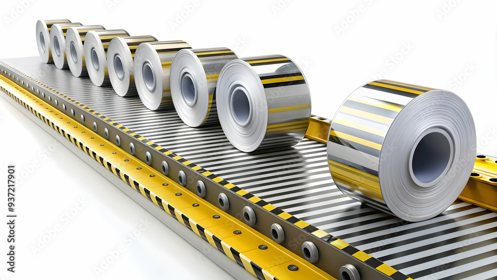3D Icon as Safety tape and assembly line concept as Safety tape paired ...