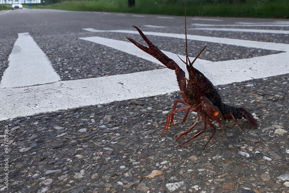 Red American crayfish. Edible a delicacy and one that lives in fresh ...