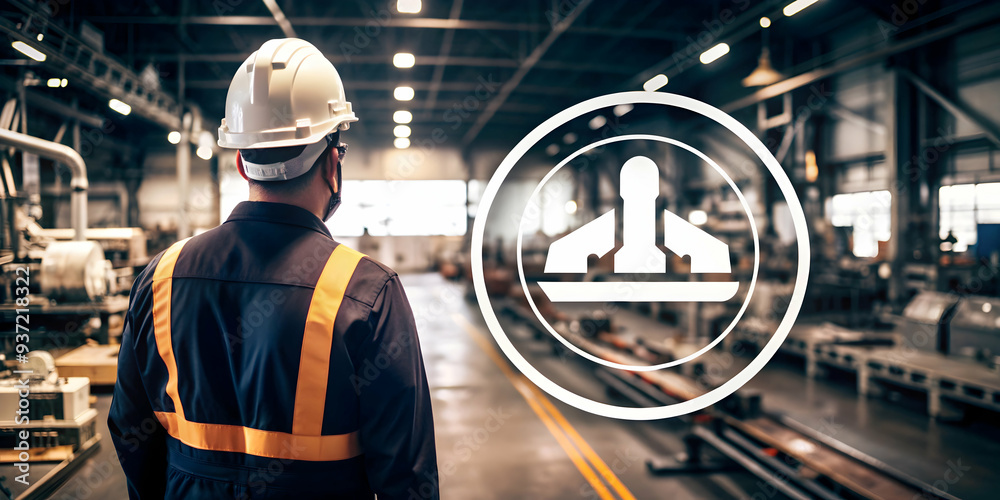 3D Icon as Safety training icon and factory floor concept as A safety ...