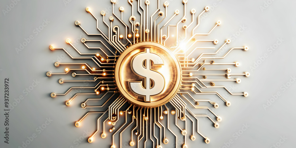 Photo Realistic as AI algorithm and dollar sign concept as An AI algorithm icon paired with a ...