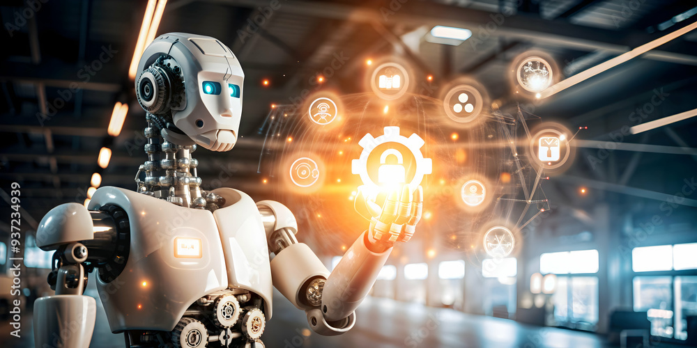 Photo Realistic as AI automation and digital marketing concept as An AI ...