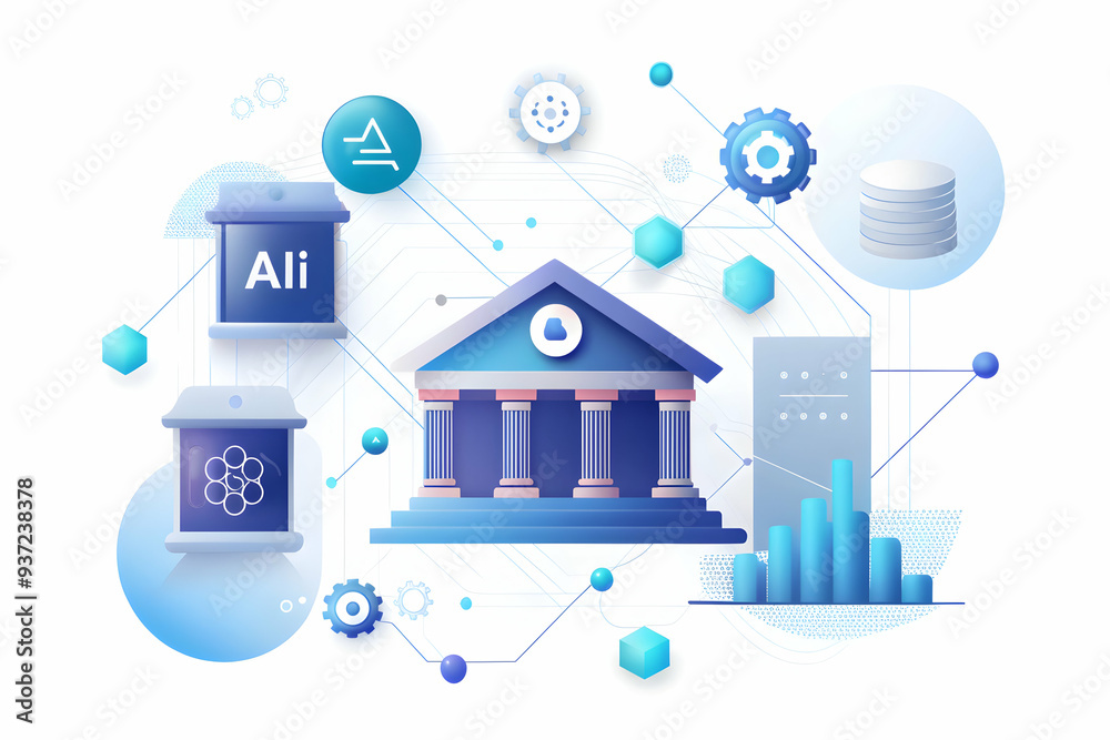 Photo Realistic as AI machine learning and banking sector concept as An ...