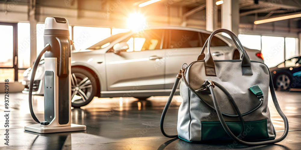 Photo Realistic as Electric car charging station and server concept as ...