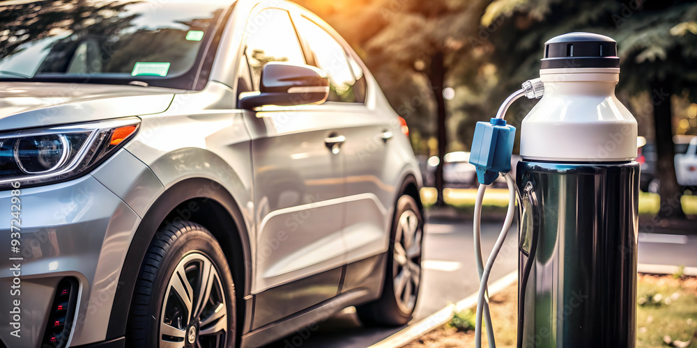 Photo Realistic as Electric car charging station and server concept as ...