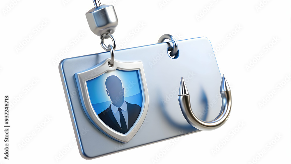 Photo Realistic as Phishing hook and security badge concept as A ...