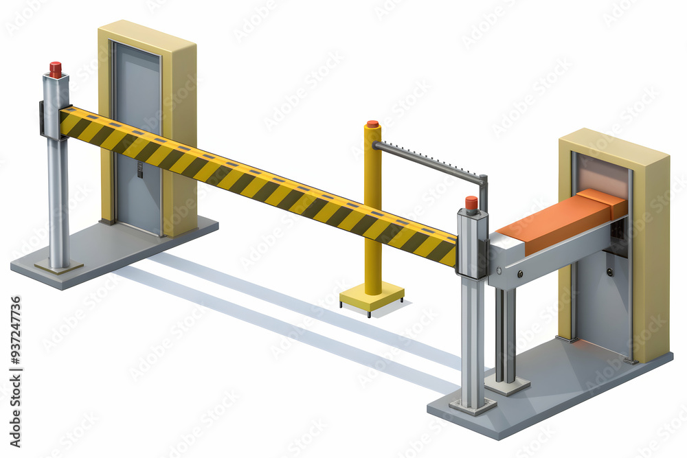 Photo Realistic as Safety barrier and assembly line concept as A safety ...