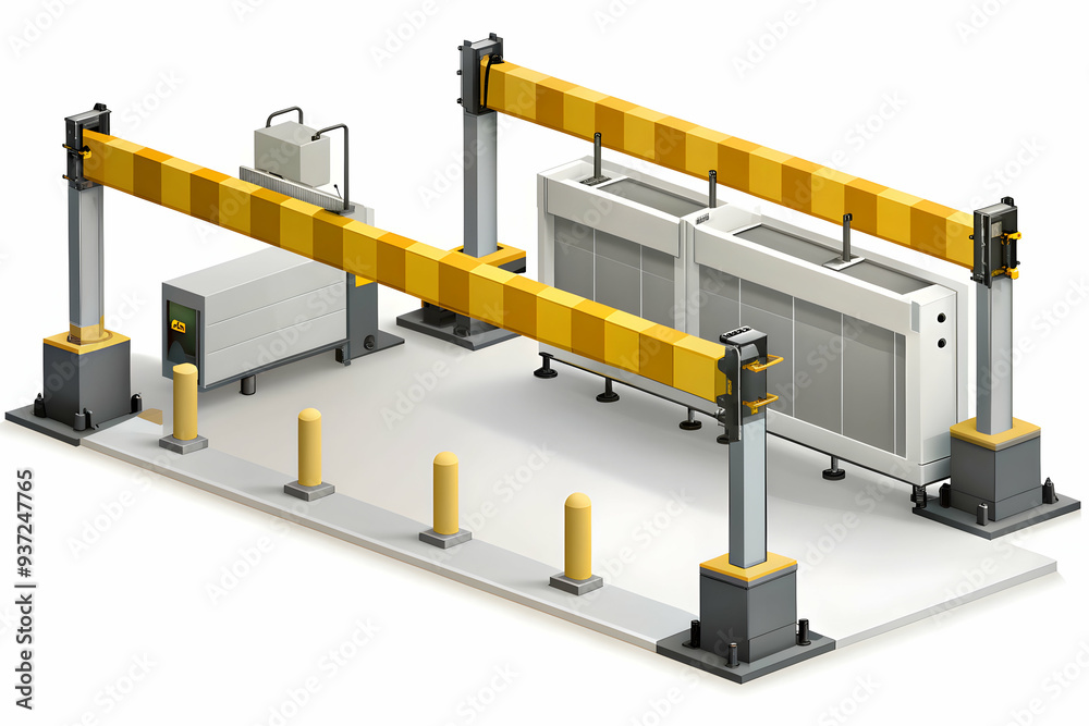 Photo Realistic as Safety barrier and assembly line concept as A safety ...