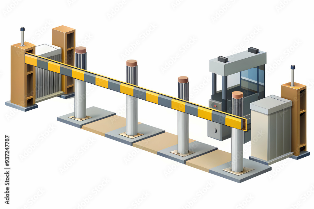 Photo Realistic as Safety barrier and assembly line concept as A safety ...