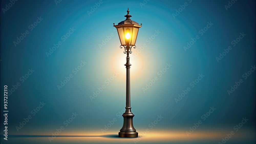 Illustration of a classic street lamp post with ornate details and a ...