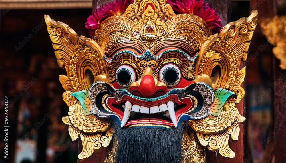 Indonesian Balinese mask called Barong; Balinese masks symbolize the ...