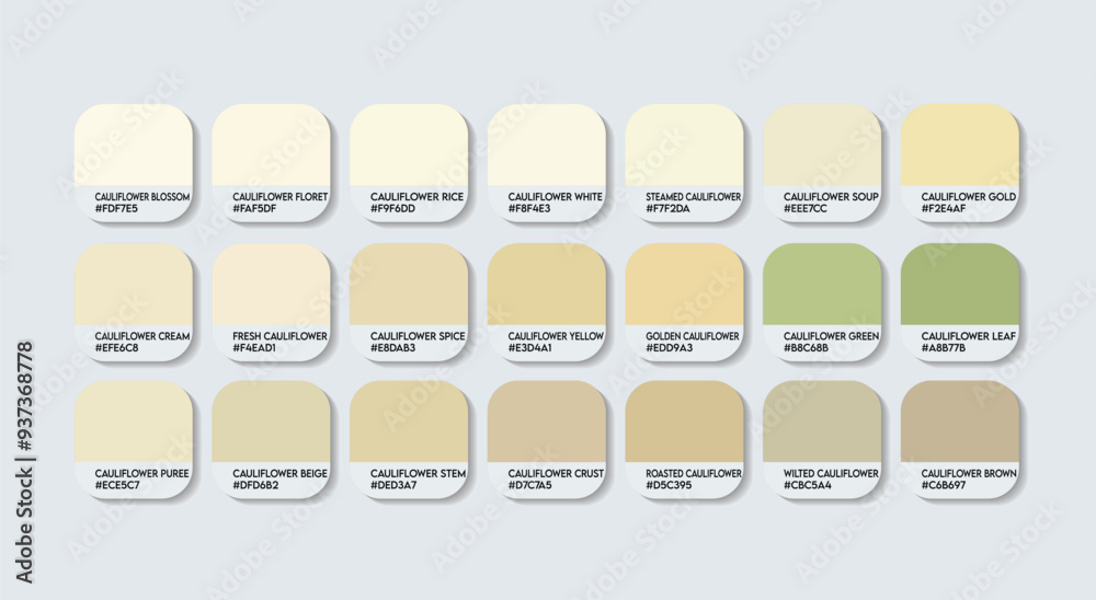 Cauliflower Color Palette, Cauliflower Color Guide Palette with Color ...