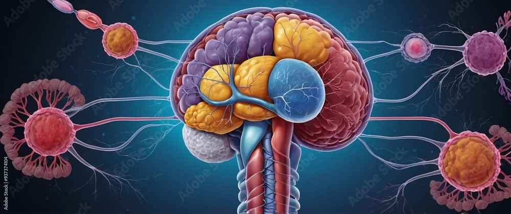 Vibrant Illustration of the Endocrine System Highlighting Hormone ...