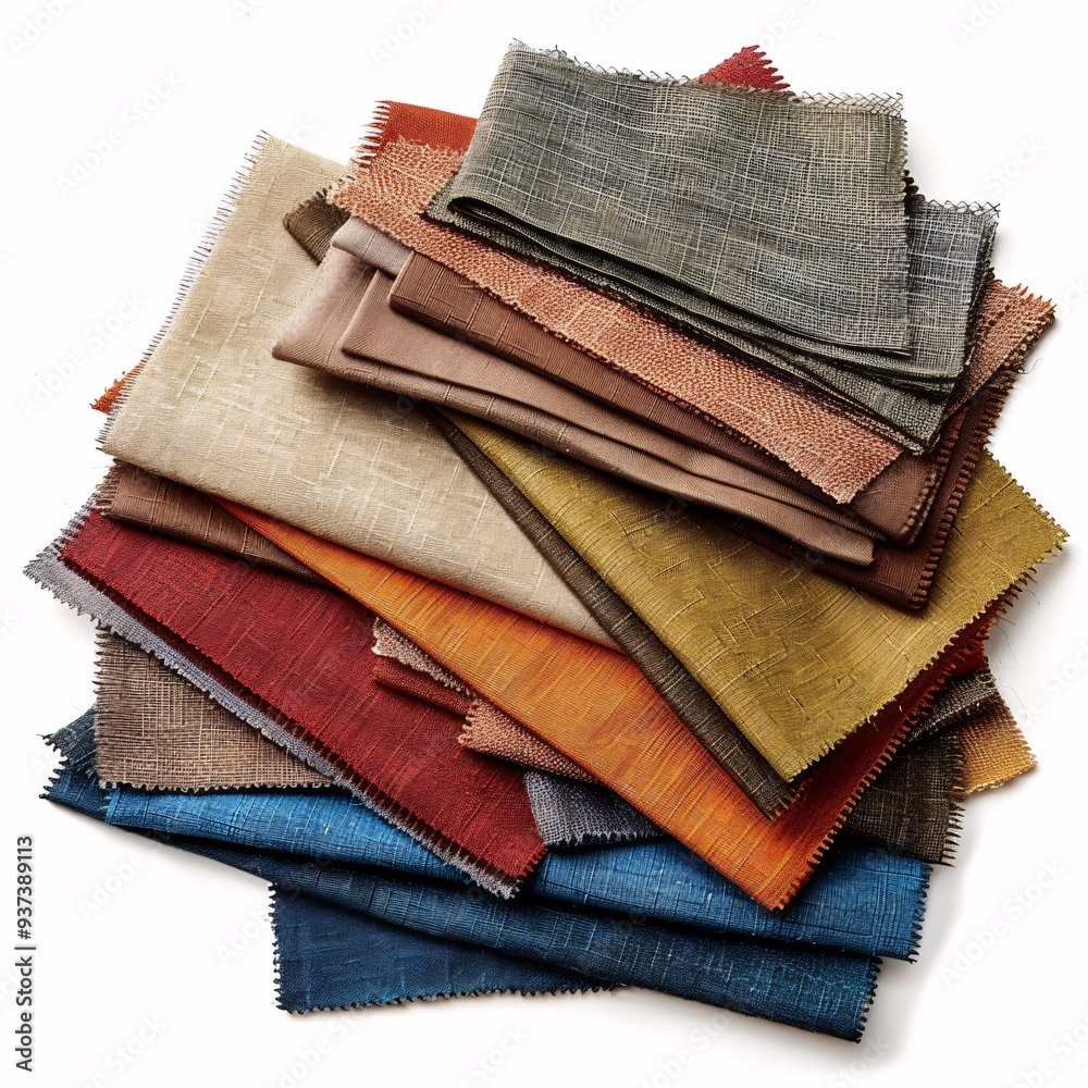 Diverse Textile Swatches Collection on White Background for Design and ...
