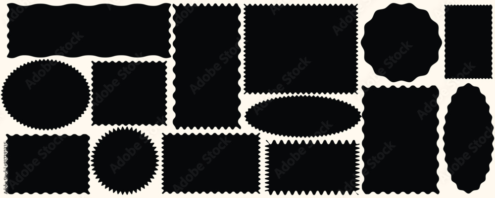 Set of frames with zigzag edge, scallop edge shape. Set of jagged ...