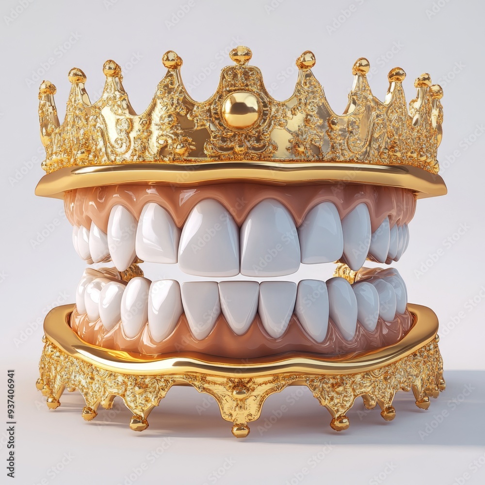 Regal 3D Tooth with Golden Crown: Elegant Dental Health Concept on ...
