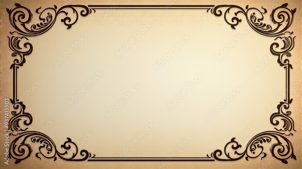 Vintage Ornate Frame Illustration Featuring Classic Scroll Design on an ...