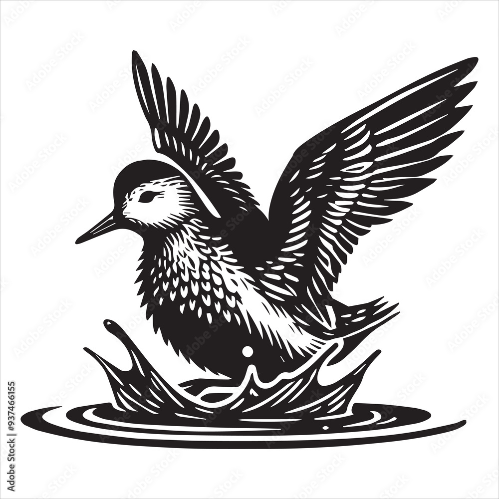 Dunlin Silhouette - Dunling Bird Clipart, Calidris alpina Design ...