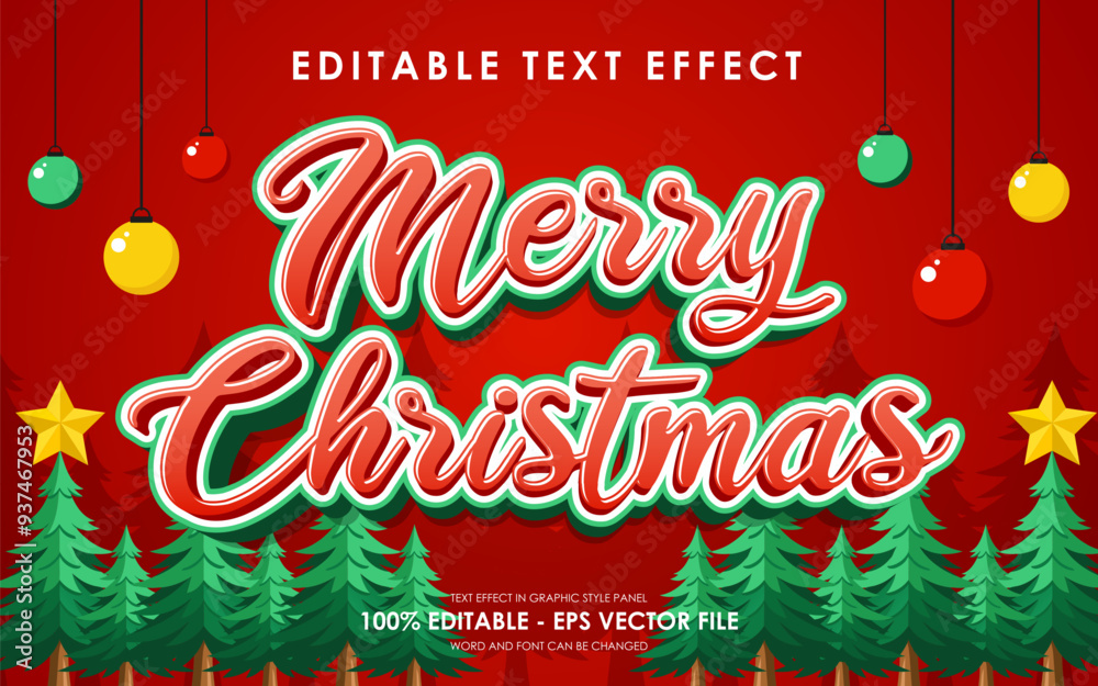 Editable Merry Christmas Text Effect with a Christmas tree and ...