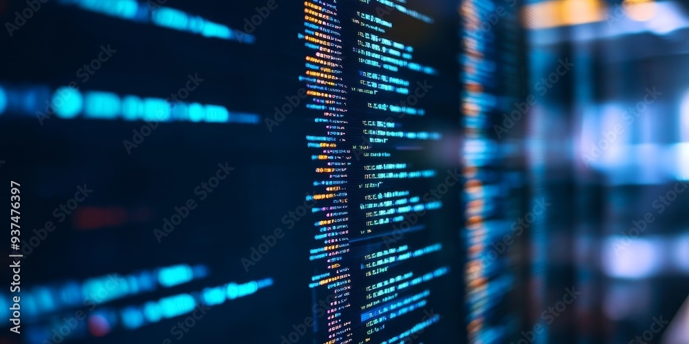 Macro shot of a web server setup, terminal showing deployment logs and ...