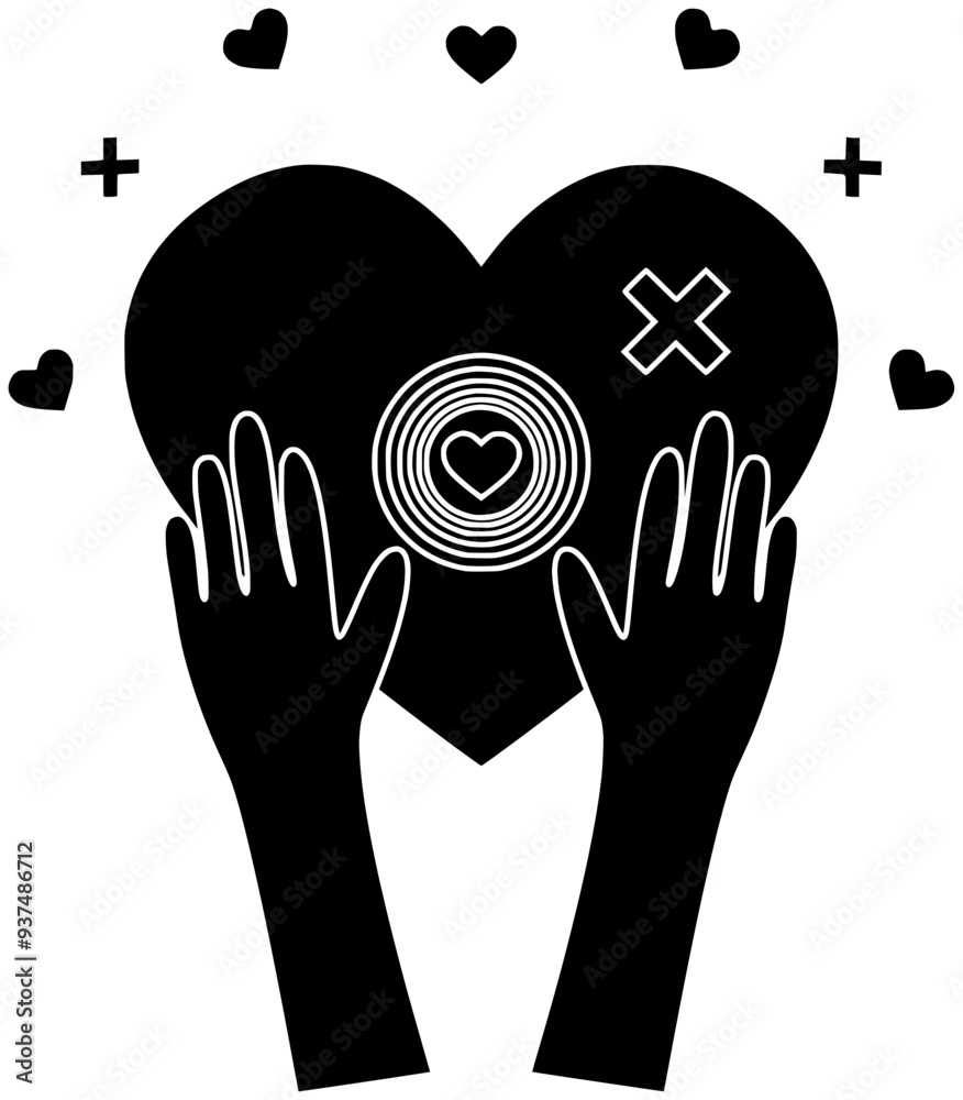 medical illustration cpr silhouette heart logo monitor icon emergency ...
