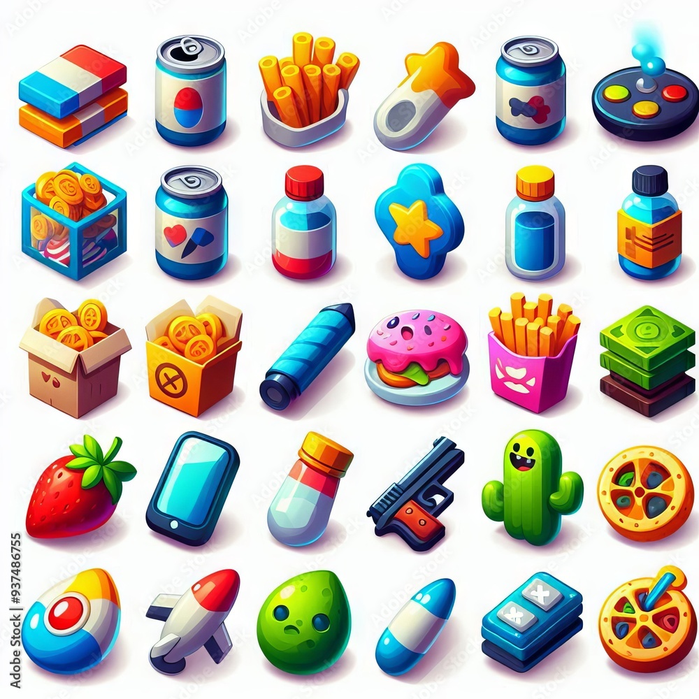 Consumable icon icons set. Isolated vector illustration of mobile game ...