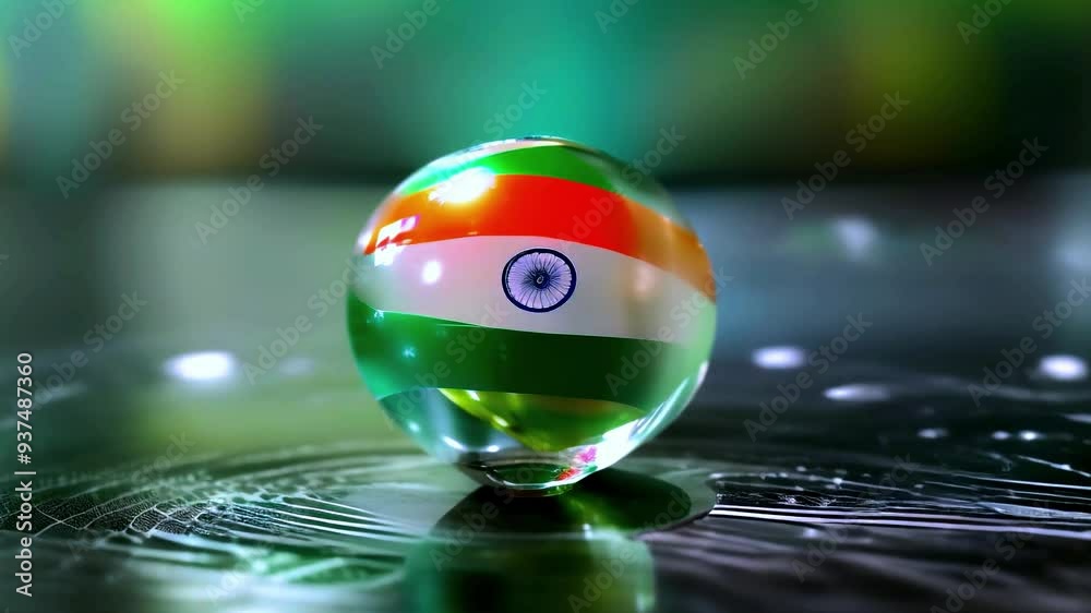 A stunning visual of India's national flag encapsulated in a glass orb ...